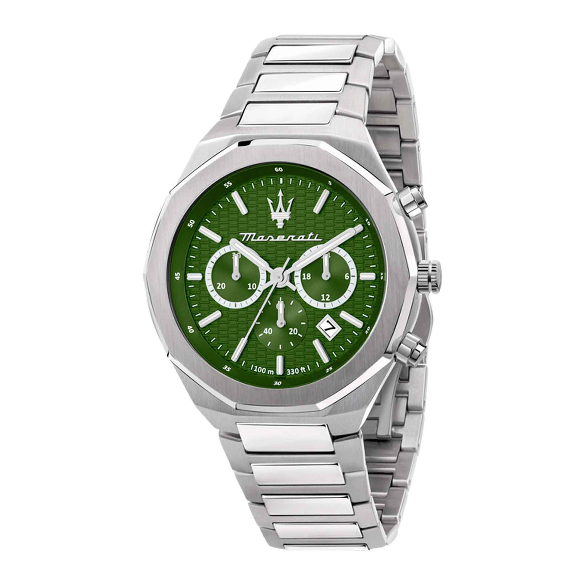 Maserati Stile Analogt Ur - Sølv og Grøn Elegance - R8873642011